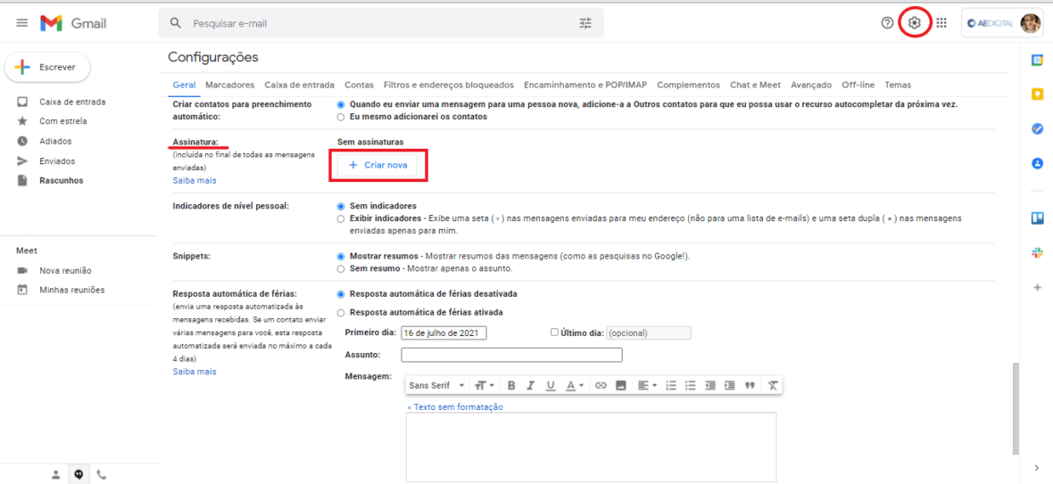 Assinatura no Gmail: 3 passos para criar | AE Digital