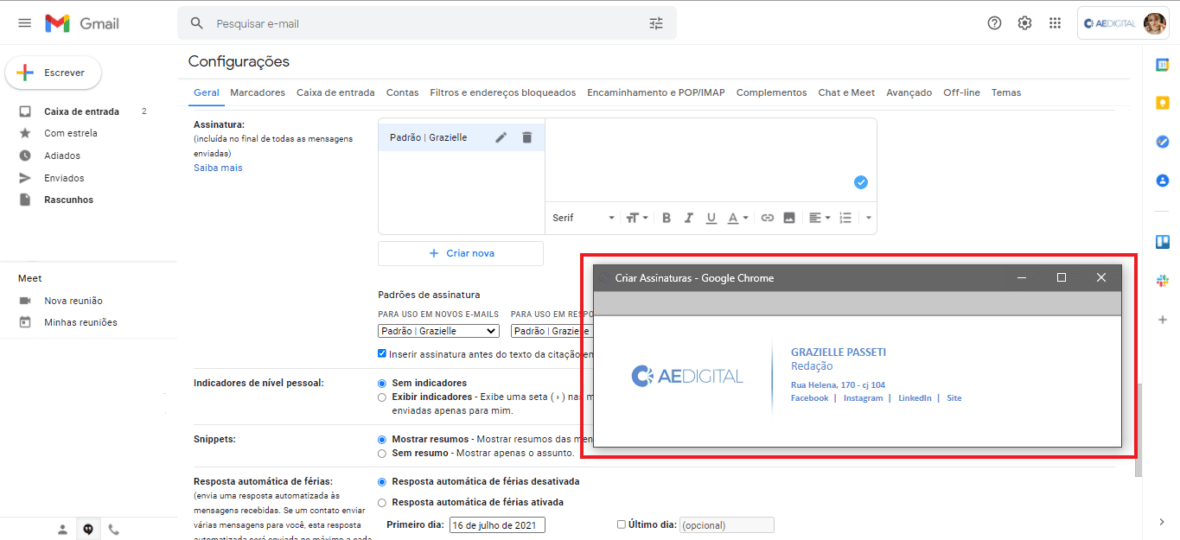Assinatura no Gmail: 3 passos para criar | AE Digital