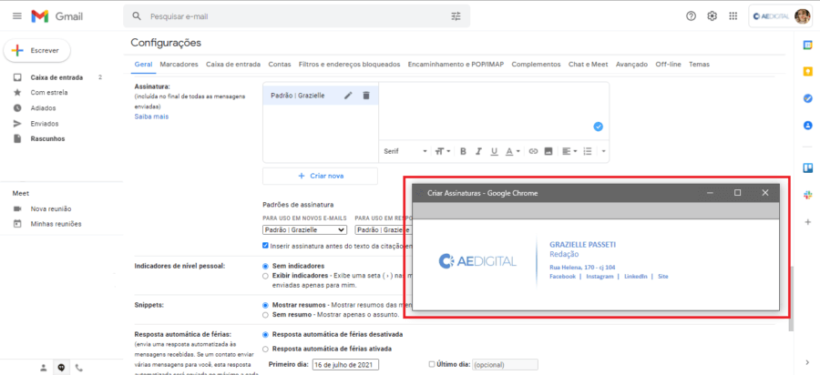Assinatura no Gmail: 3 passos para criar | AE Digital